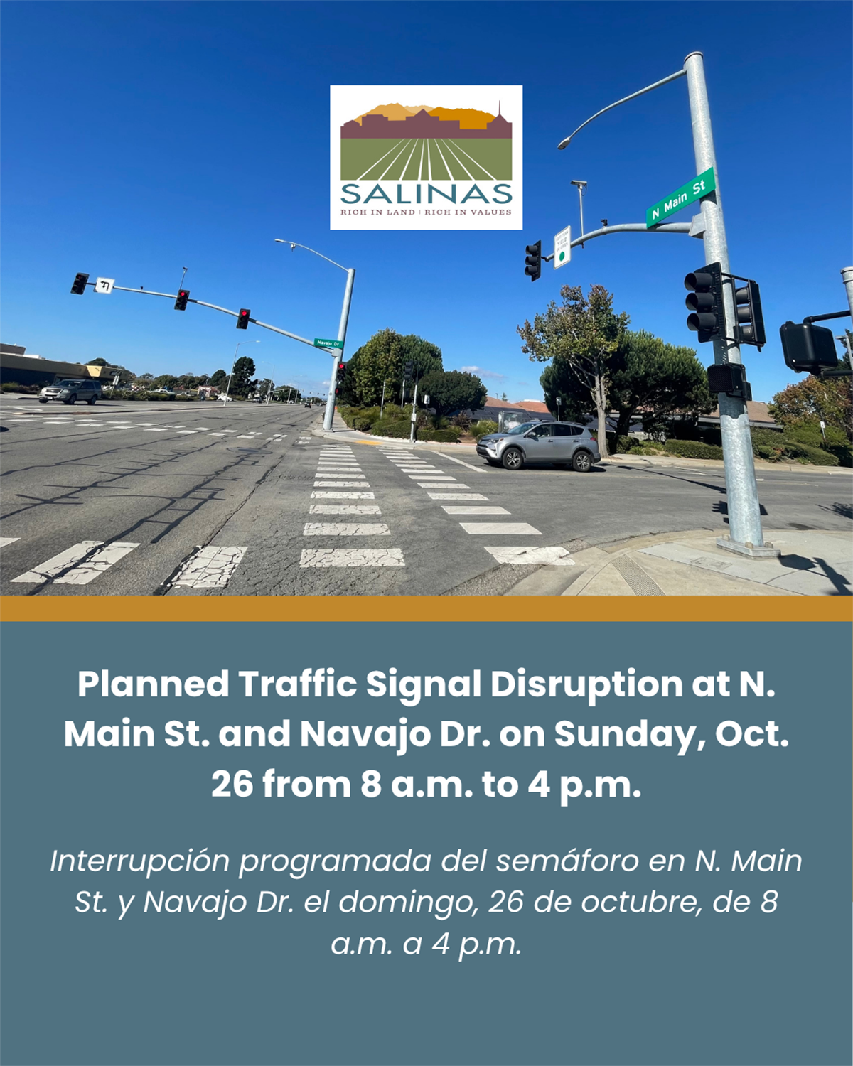 Planned Traffic Signal Disruption at N. Main St. and Navajo Dr. - City ...