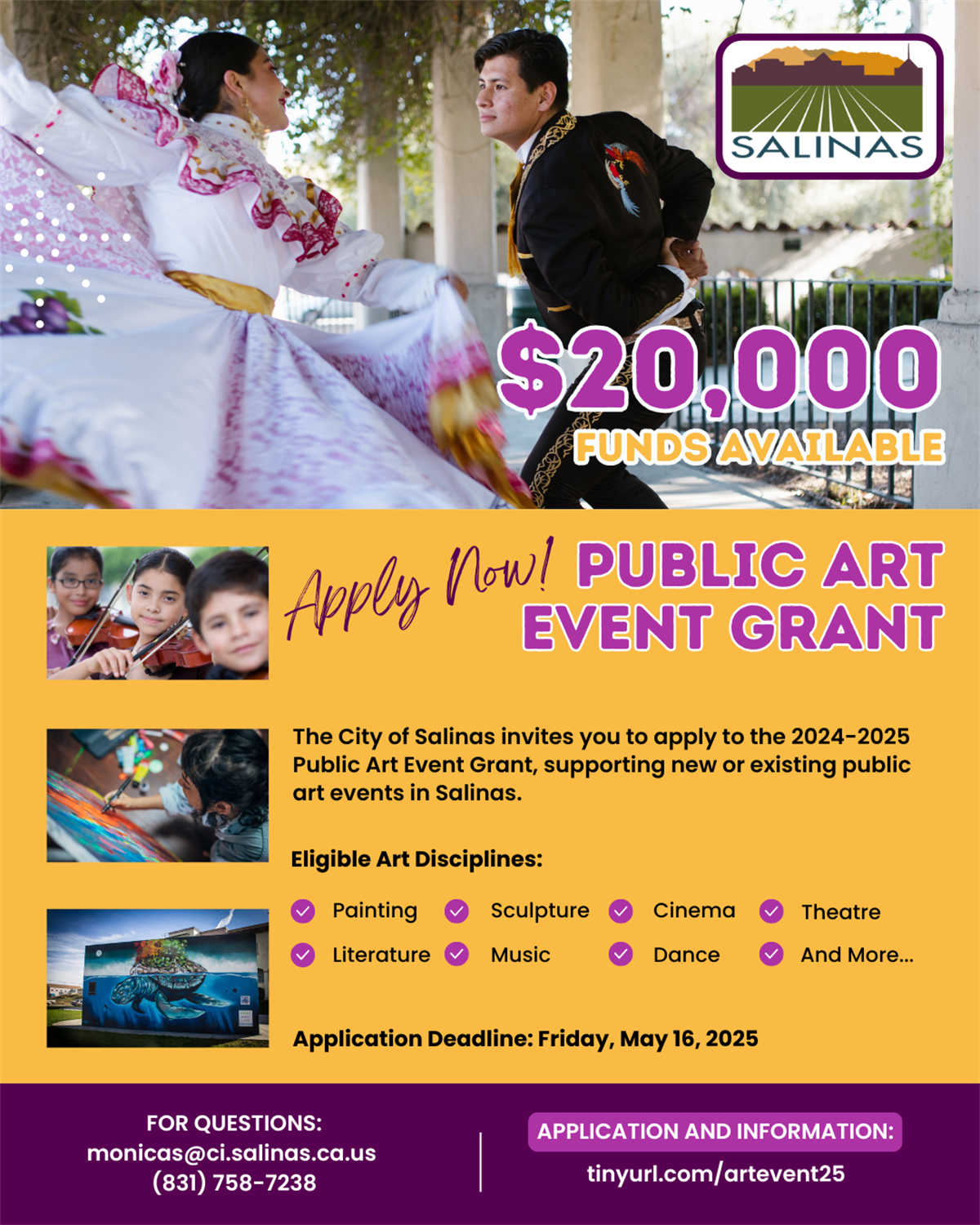 Apply for the 2025 Public Art Event Grant - City of Salinas